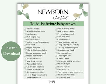 Newborn to Do List Newborn Checklist Baby to Do List Printable ...