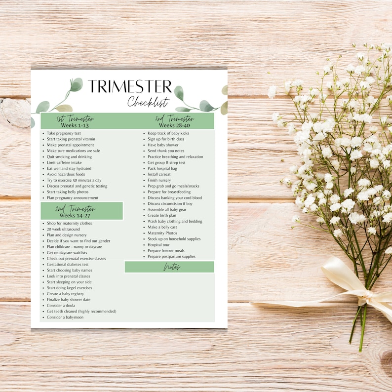 Pregnancy Trimester Checklist | Pregnancy Trimester Printable ...