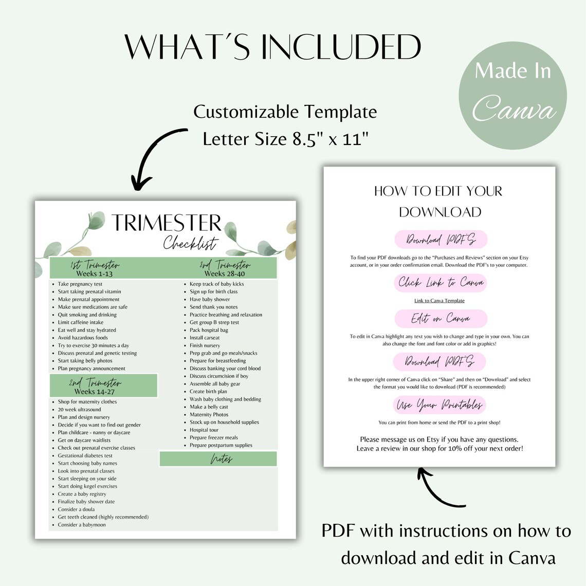 Pregnancy Trimester Checklist Pregnancy Trimester Printable Pregnancy ...