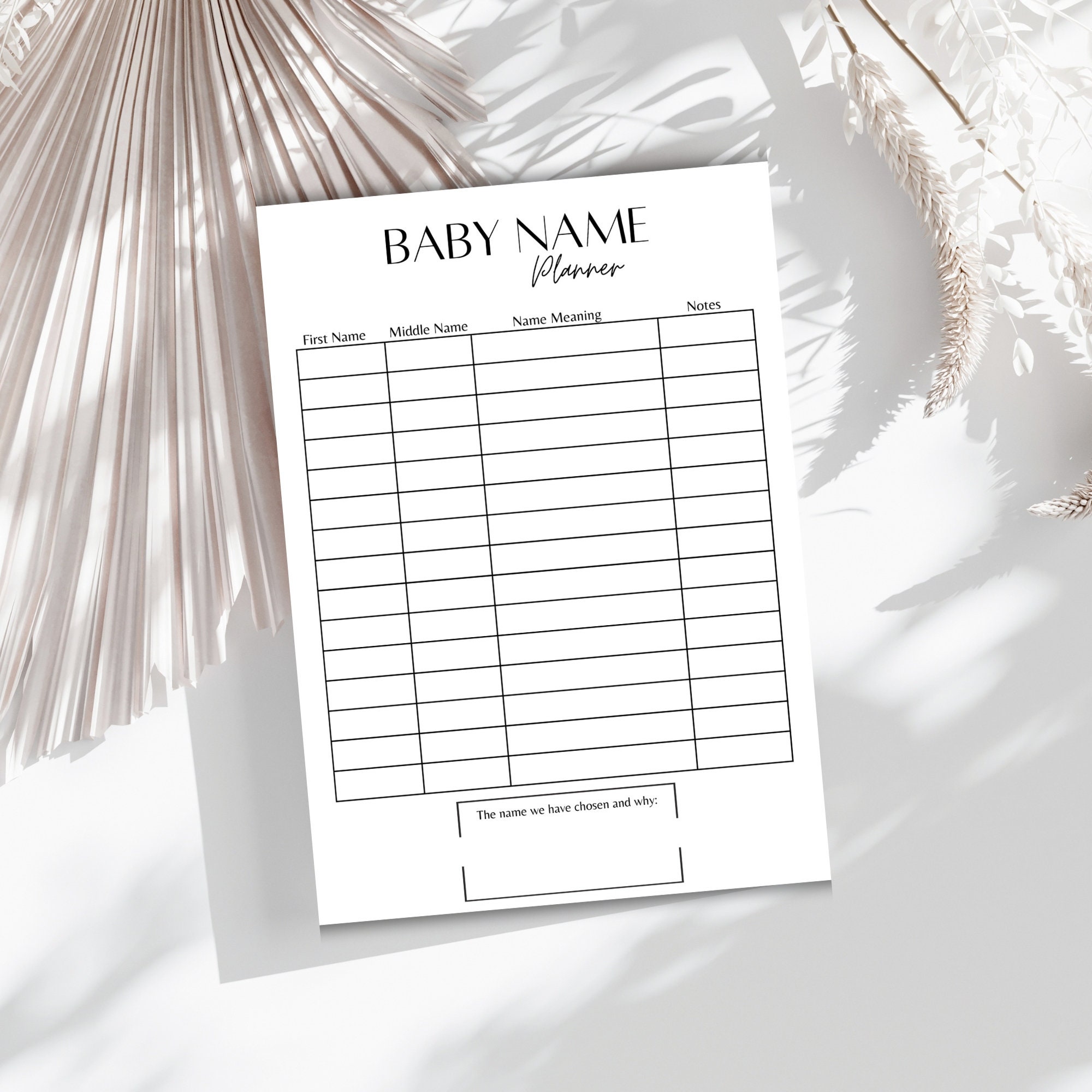 Baby Name Planner | Baby Name Tracker Printable | Baby Name Ideas ...