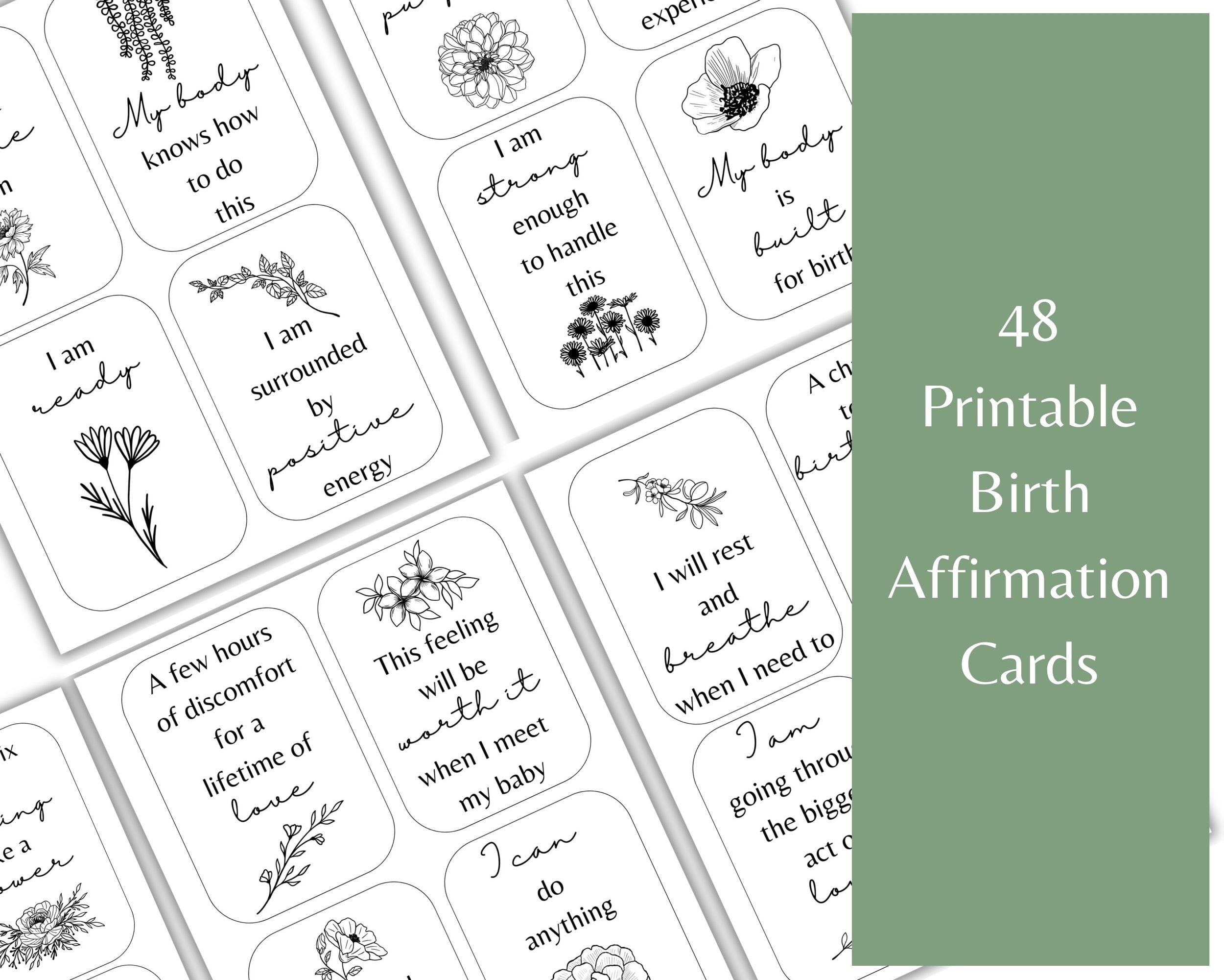 48 Printable Birth Affirmation Cards | Positive Birth | Positive Birth ...
