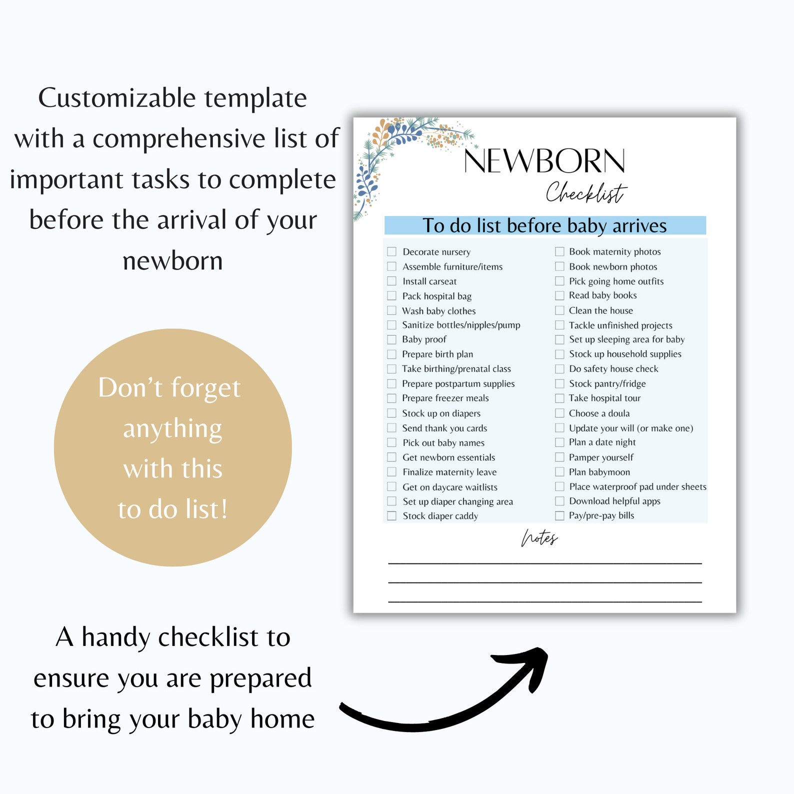 Newborn to Do List Newborn Checklist Baby to Do List Printable ...