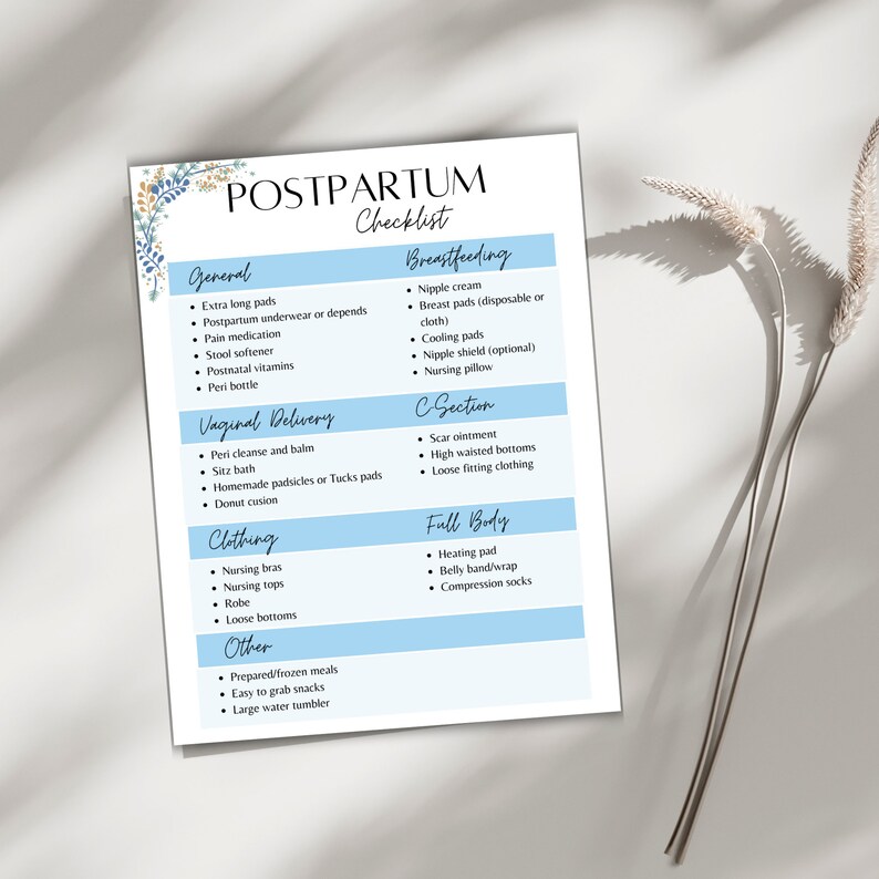 Postpartum Checklist | Postpartum Recovery Checklist | Postpartum ...