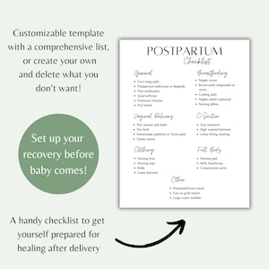 Postpartum Checklist | Postpartum Recovery Checklist | Postpartum ...