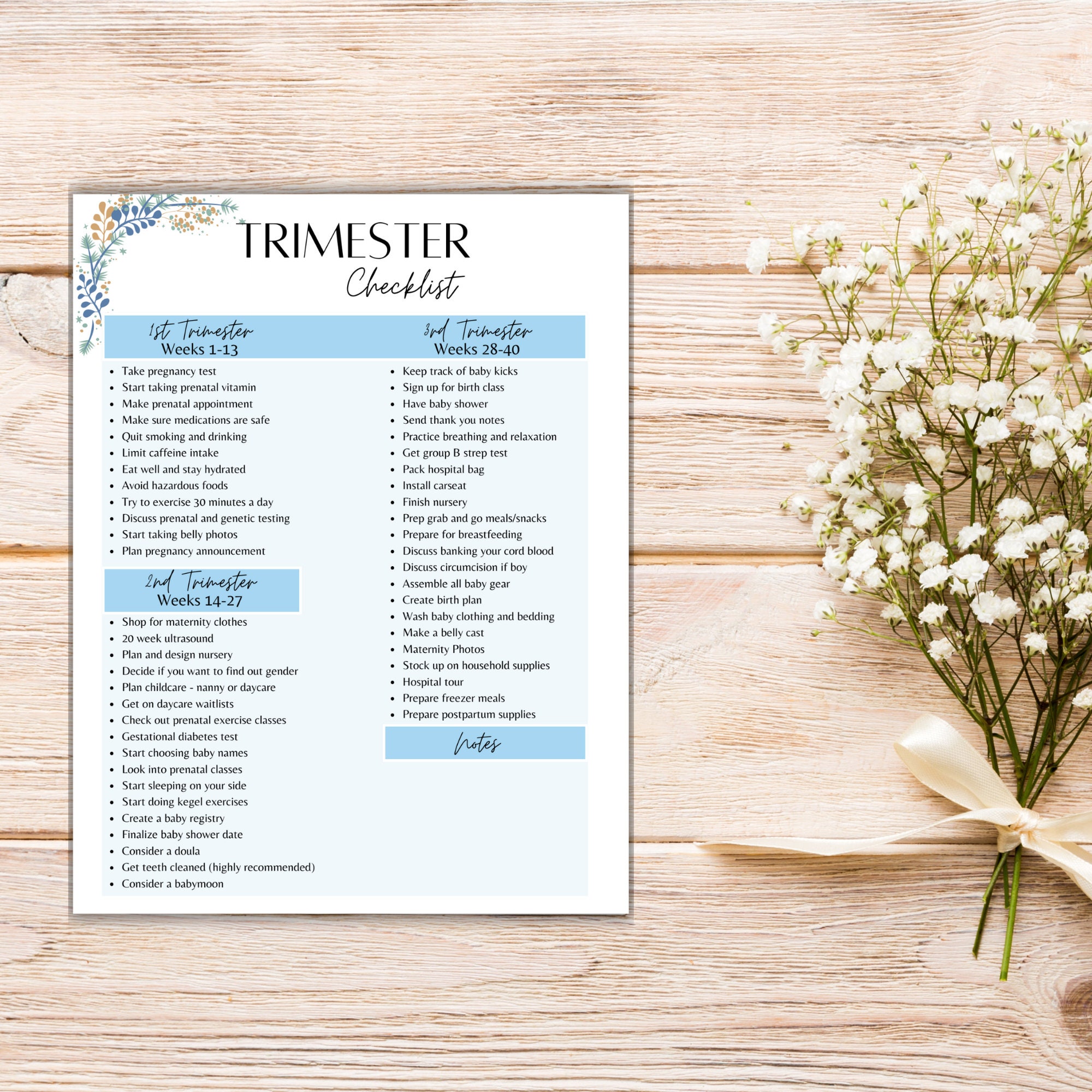 Pregnancy Trimester Checklist Pregnancy Trimester Printable Pregnancy ...