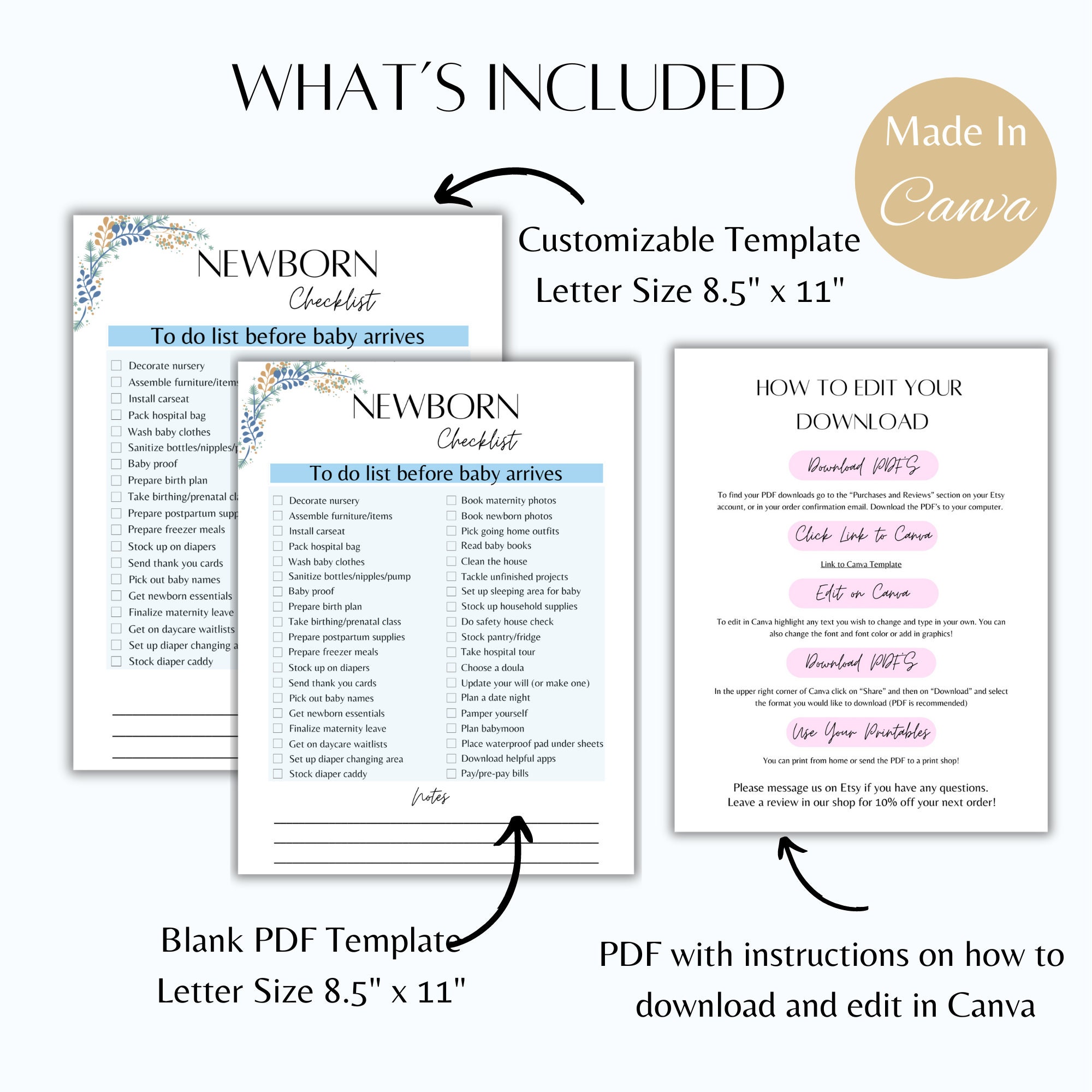 Newborn to Do List | Newborn Checklist | Baby to Do List Printable ...