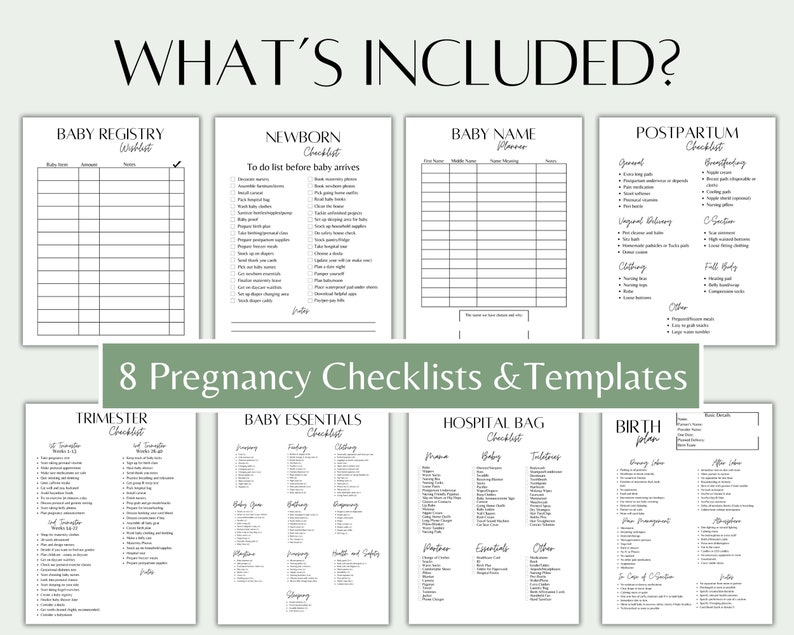 Pregnancy Checklist Bundle | Pregnancy Planner Bundle | Birth Plan ...