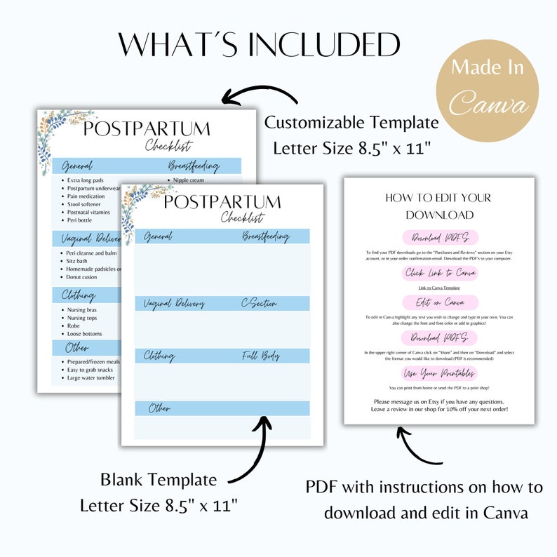 Postpartum Checklist | Postpartum Recovery Checklist | Postpartum ...