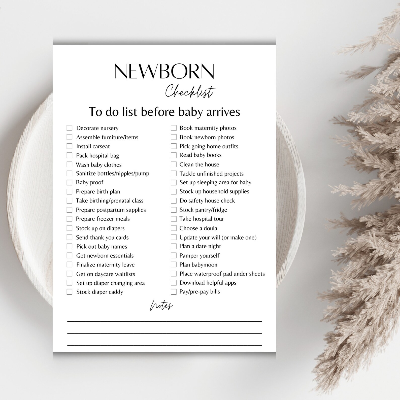Newborn to Do List | Newborn Checklist | Baby to Do List Printable ...