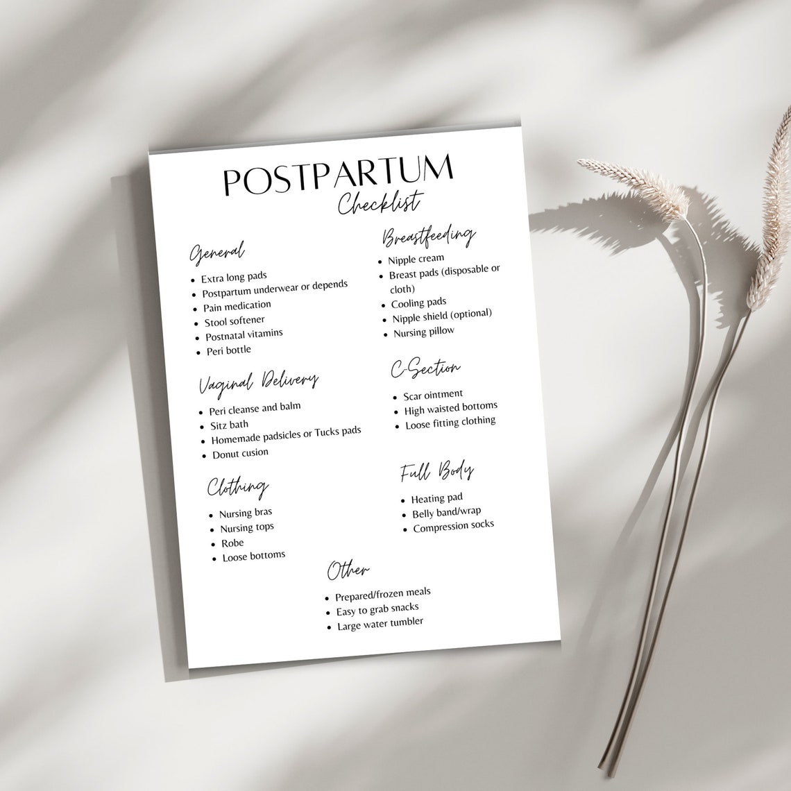 Postpartum Checklist | Postpartum Recovery Checklist | Postpartum ...