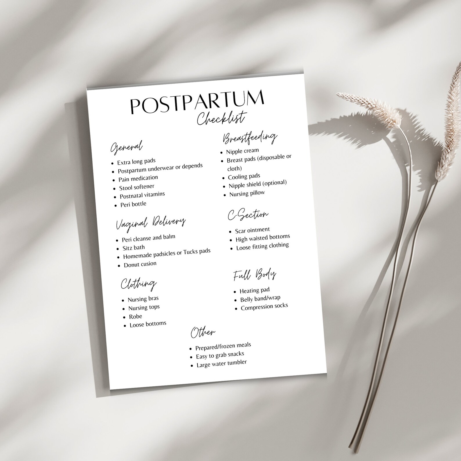 Postpartum Checklist | Postpartum Recovery Checklist | Postpartum ...