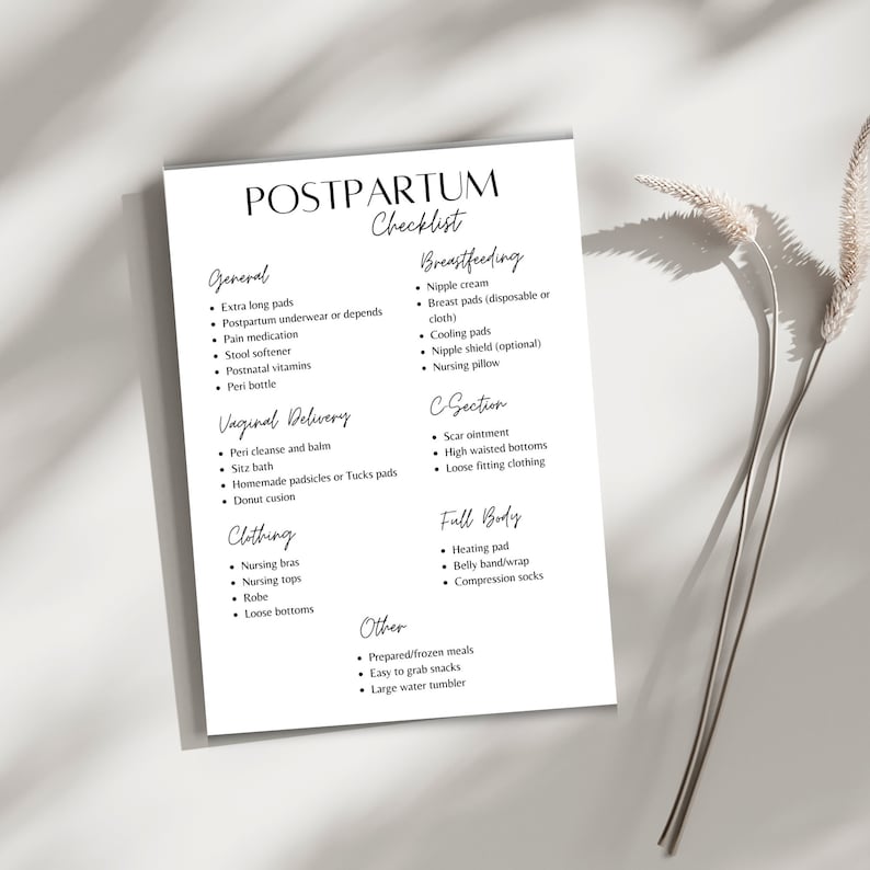 Postpartum Checklist | Postpartum Recovery Checklist | Postpartum ...