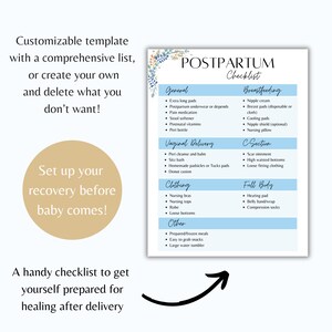 Postpartum Checklist | Postpartum Recovery Checklist | Postpartum ...