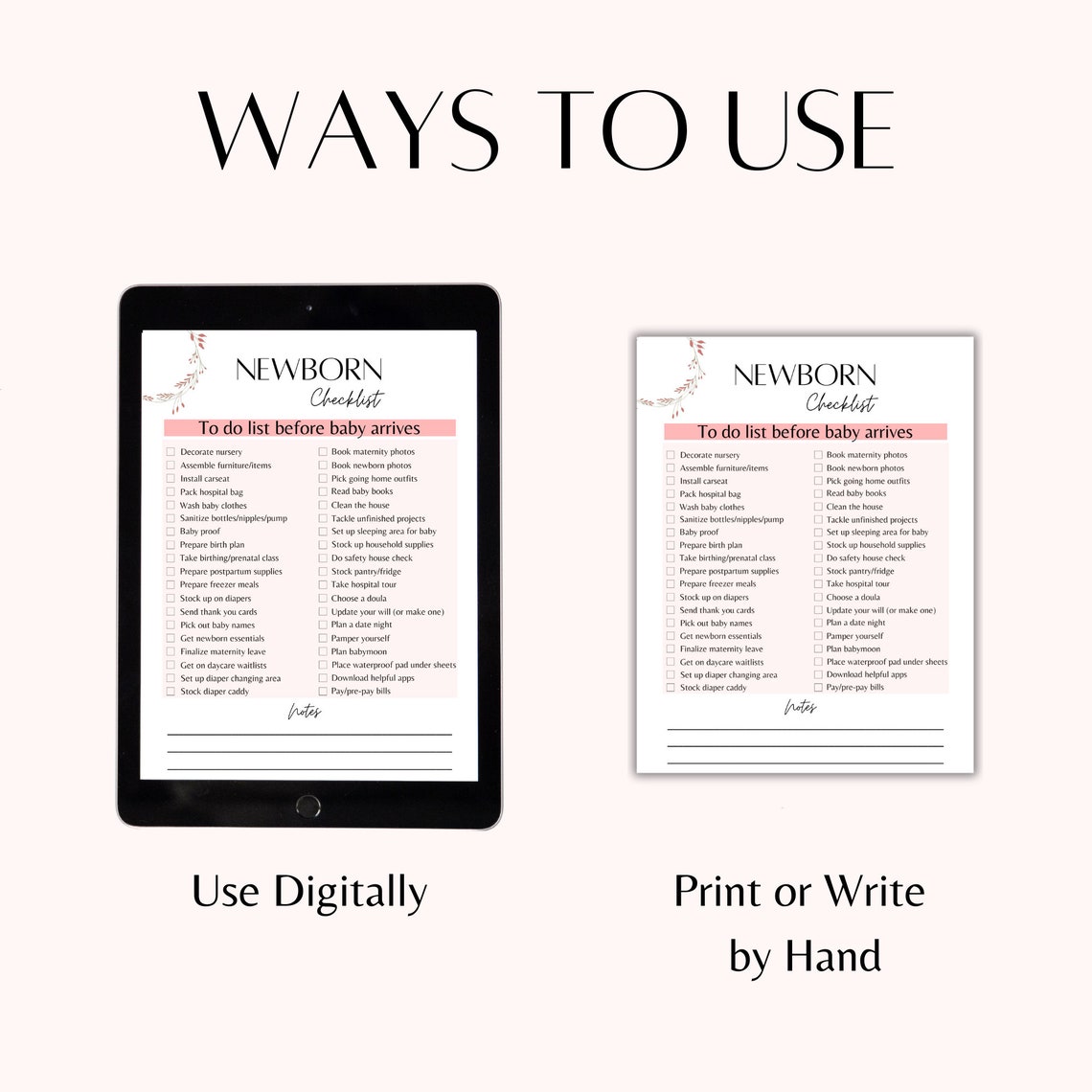 Newborn to Do List | Newborn Checklist | Baby to Do List Printable ...