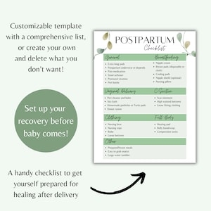 Postpartum Checklist | Postpartum Recovery Checklist | Postpartum ...