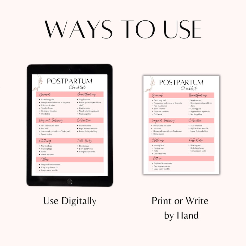 Postpartum Checklist | Postpartum Recovery Checklist | Postpartum ...