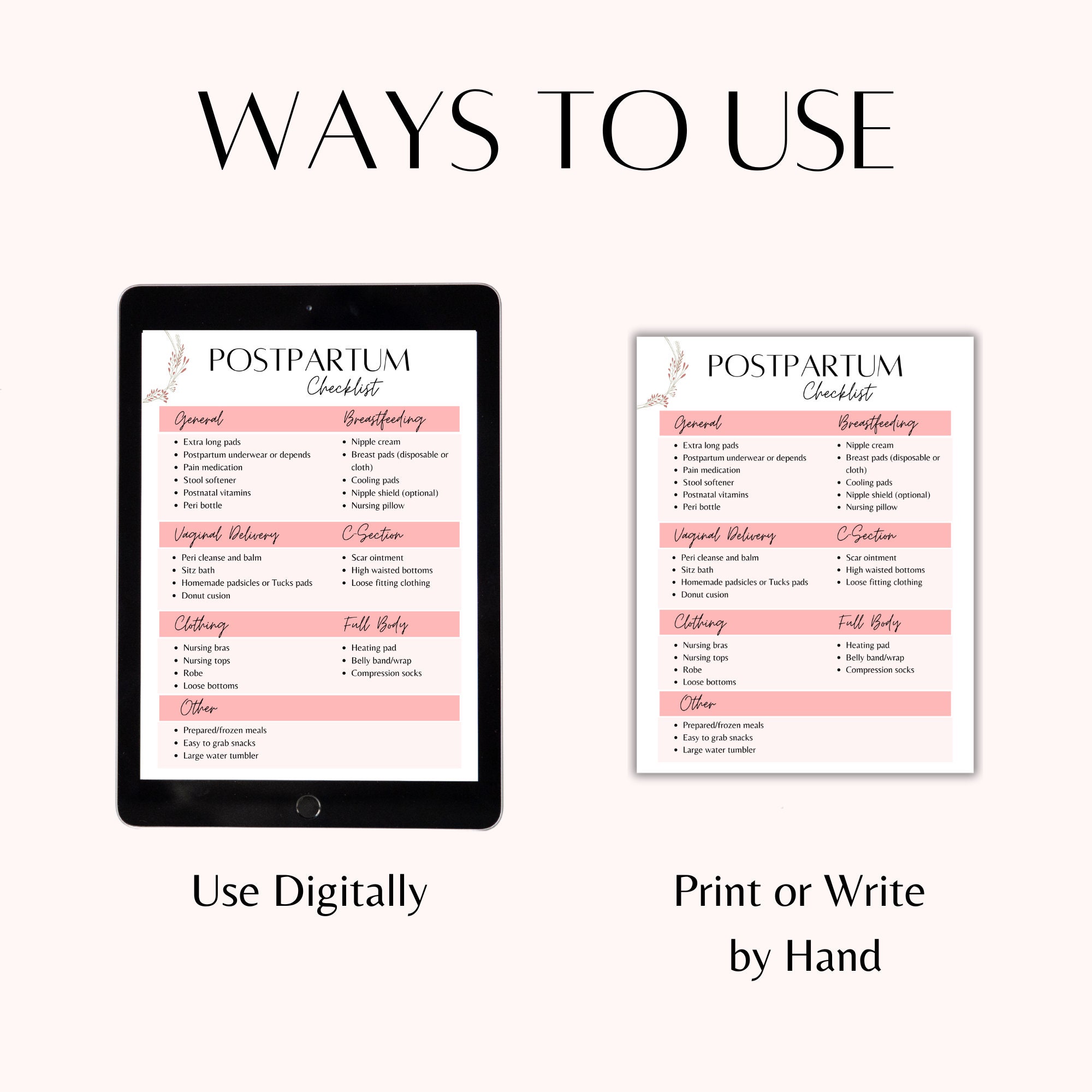 Postpartum Checklist | Postpartum Recovery Checklist | Postpartum ...