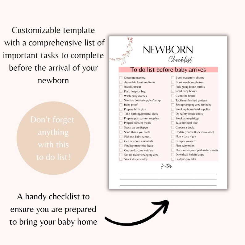 Newborn to Do List | Newborn Checklist | Baby to Do List Printable ...