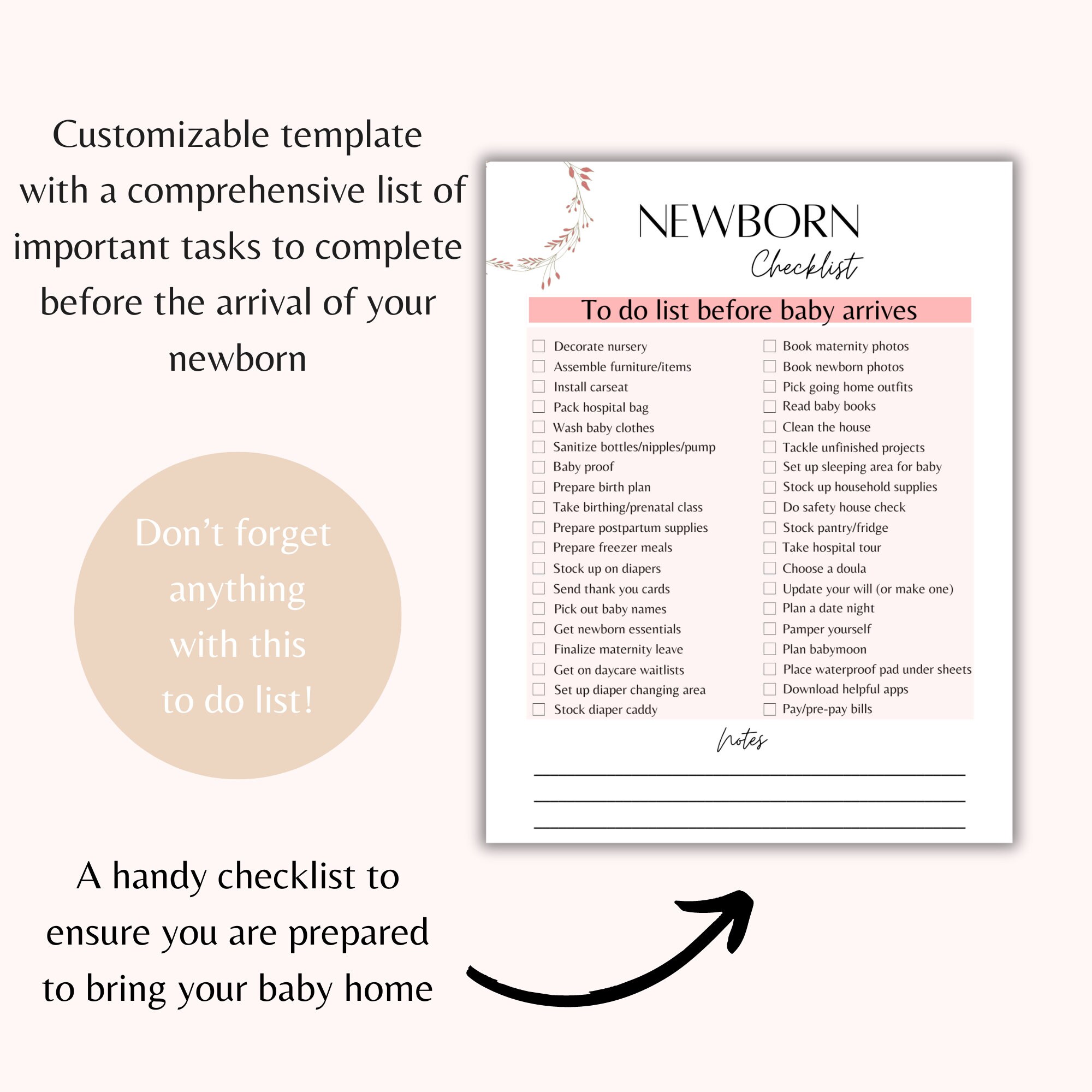 Newborn to Do List | Newborn Checklist | Baby to Do List Printable ...