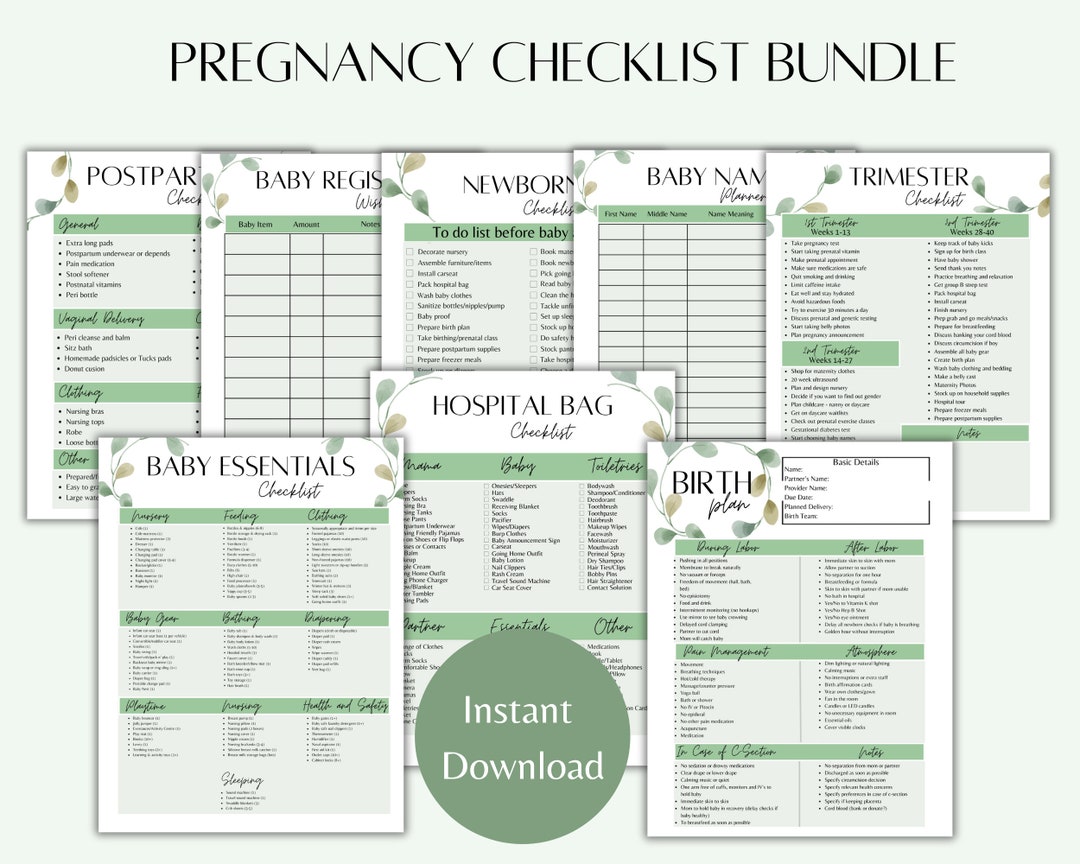 Pregnancy Checklist Bundle | Pregnancy Planner Bundle | Birth Plan ...