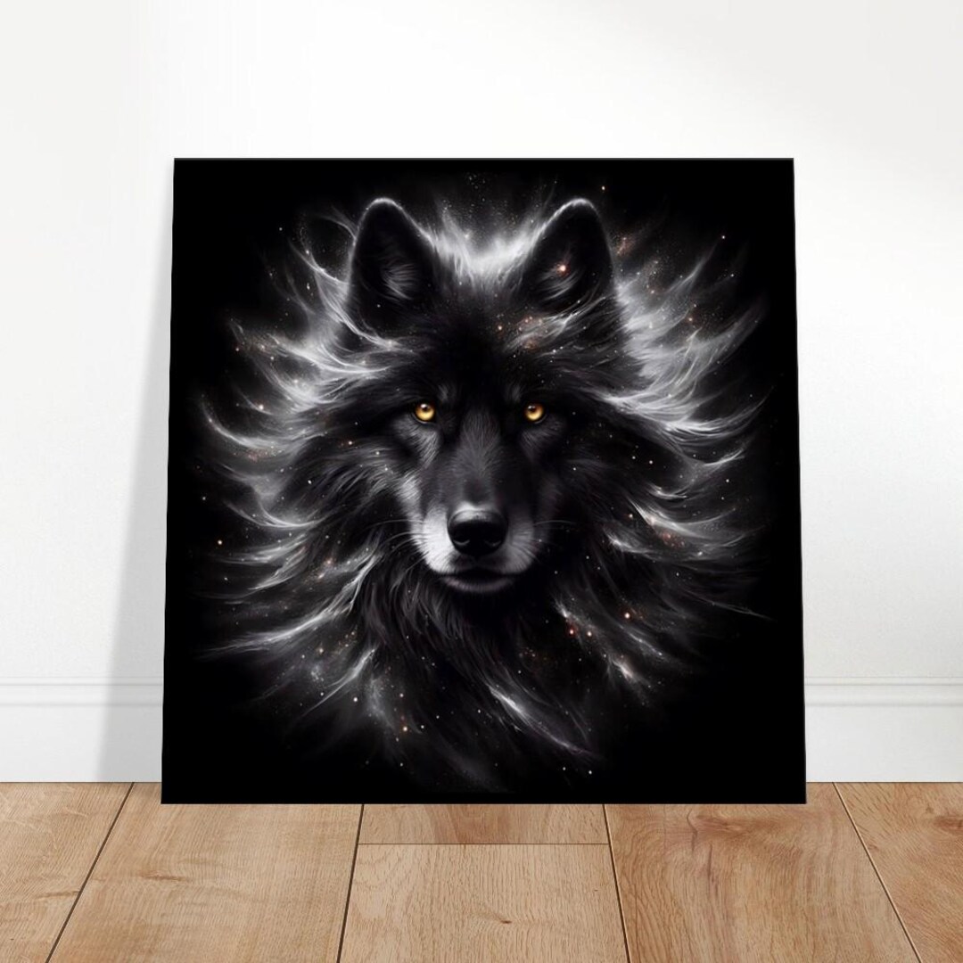 Black Wolf Wall Art Wolves on Black Canvas Animal Lovers Home Decor - Etsy