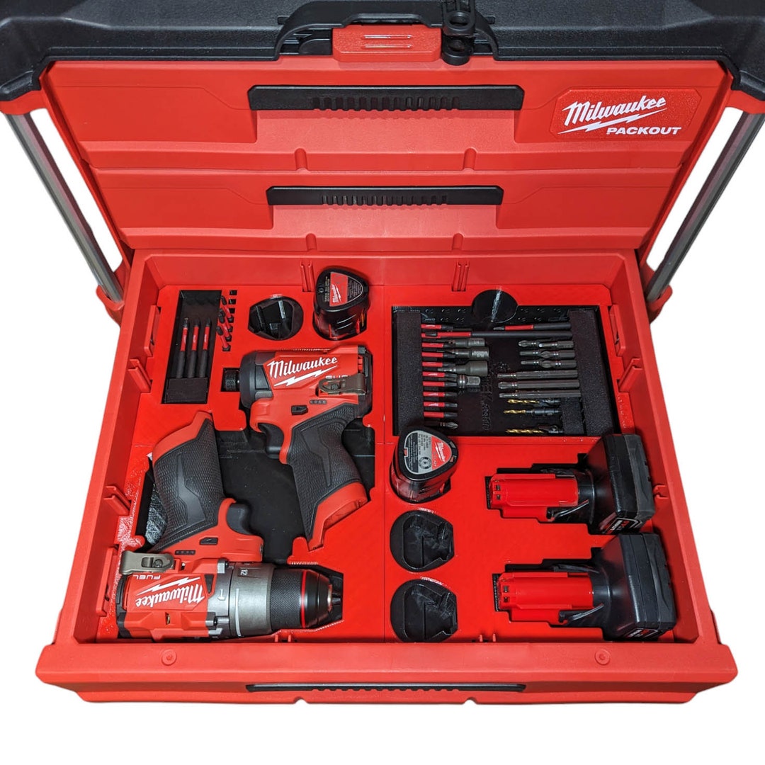 M12 FUEL Drill and Impact Full Drawer Organizer for Milwaukee Packout ...