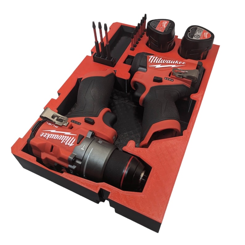 M12 FUEL Drill and Impact Organizer for Milwaukee Packout 3-drawer ...