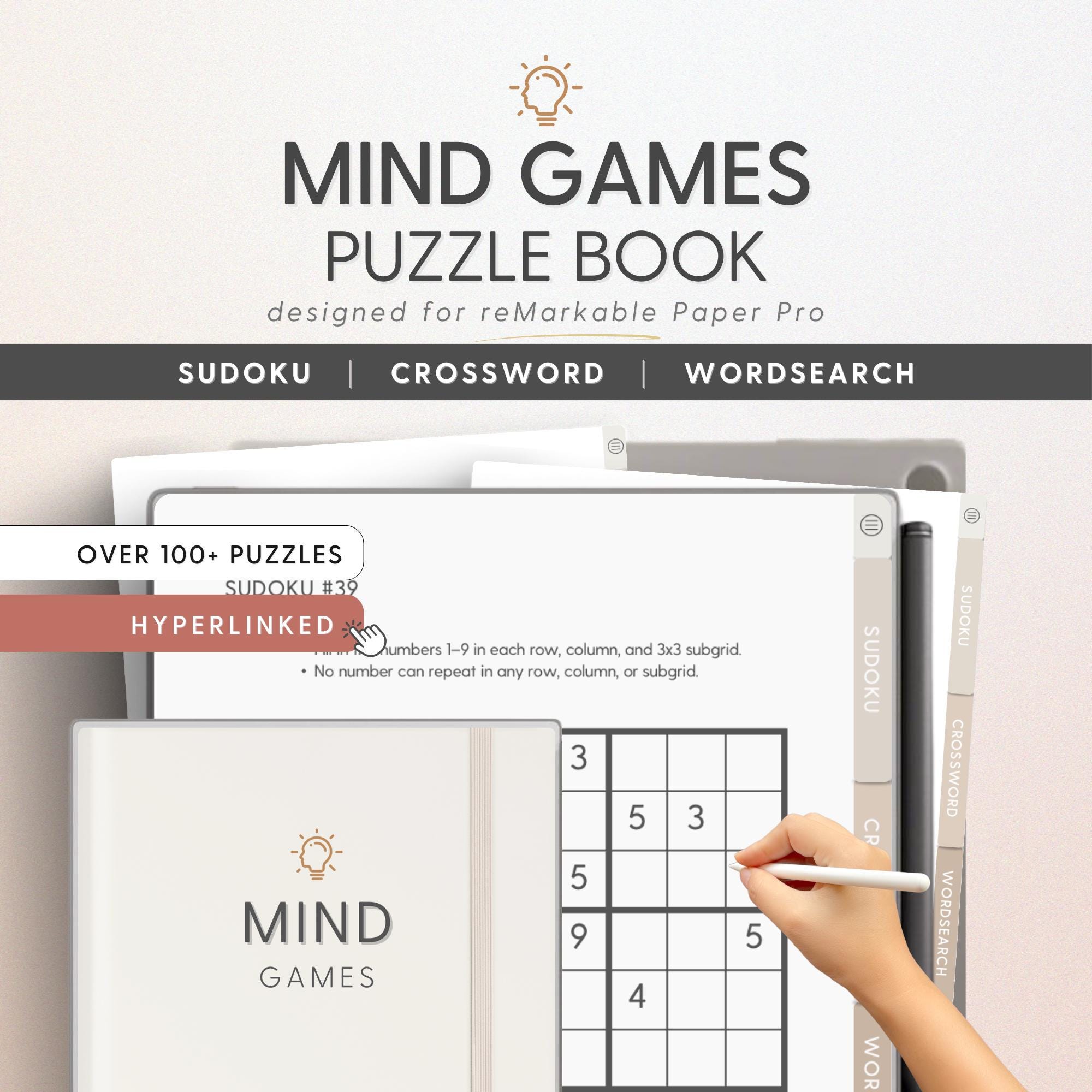 Mind Games Puzzle Book for Remarkable Paper Pro | Sudoku, Crossword ...