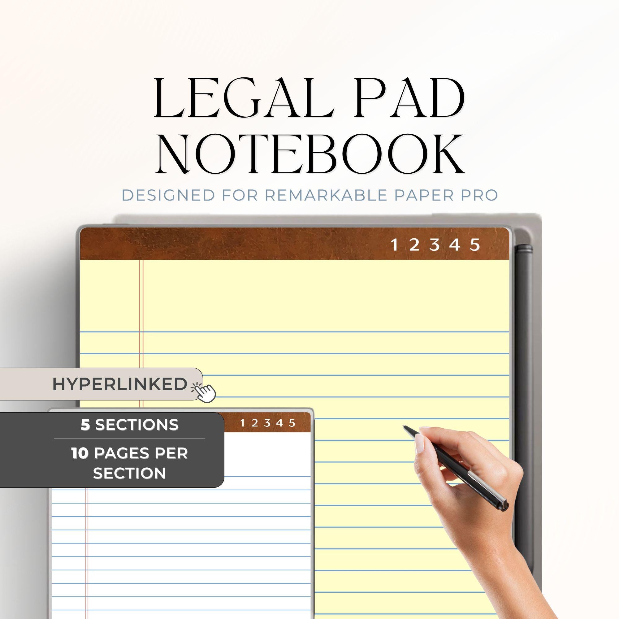 Legal Pad Notebook for Remarkable Paper Pro | Lined Legal Pad Notebook ...