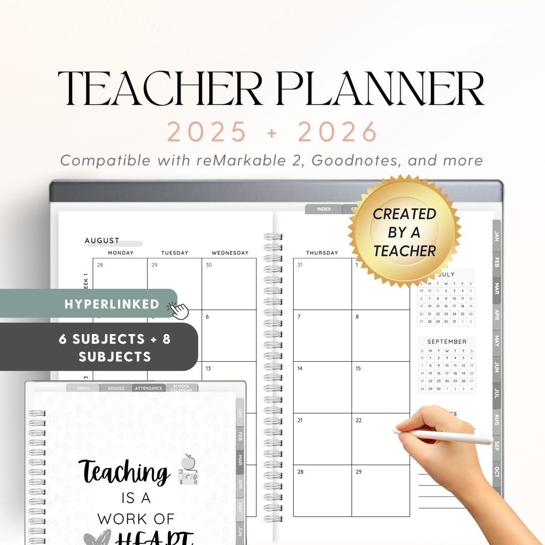 Teacher Planner for Remarkable 2 | 2025 + 2026 | Academic Planner 25-26 ...