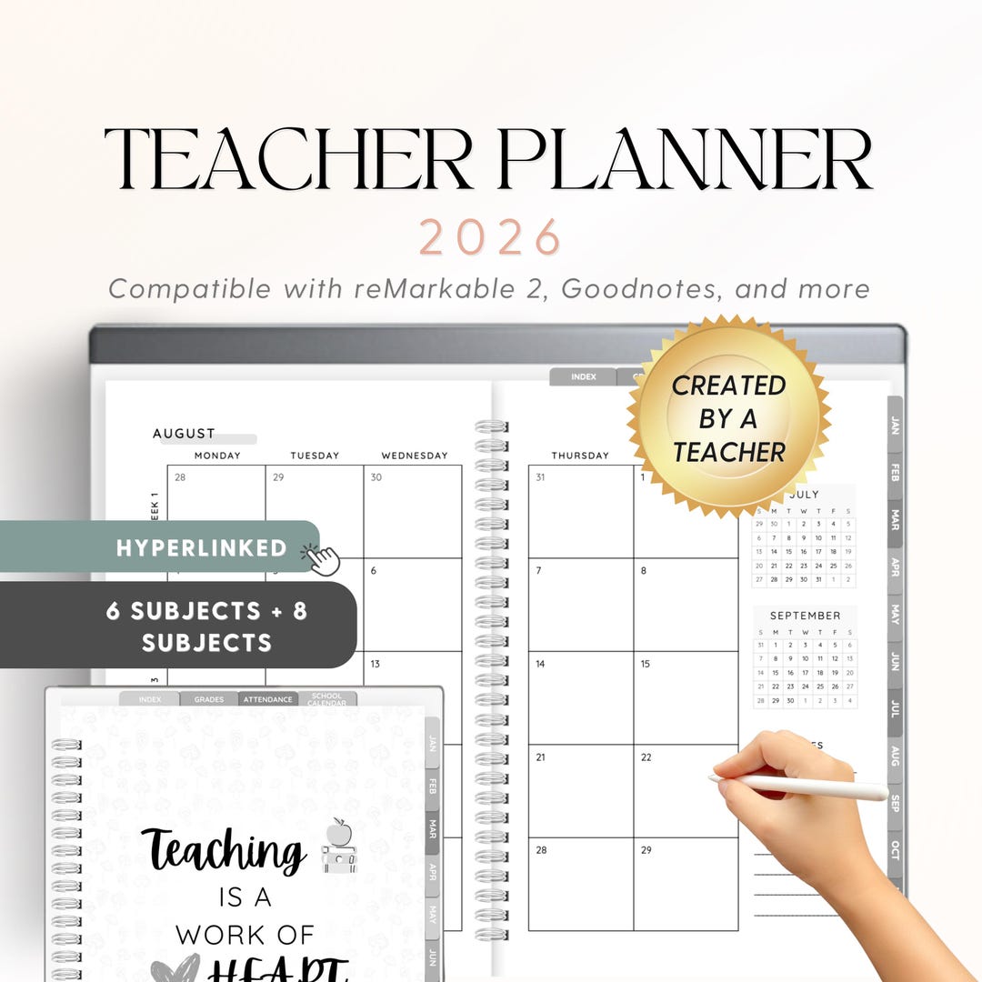 2026 Teacher Planner for Remarkable 2 | Academic Planner 25-26 for ...