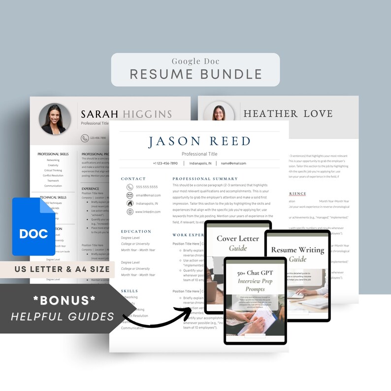 Resume Template Google Docs | Cover Letter and CV Google Doc Template ...