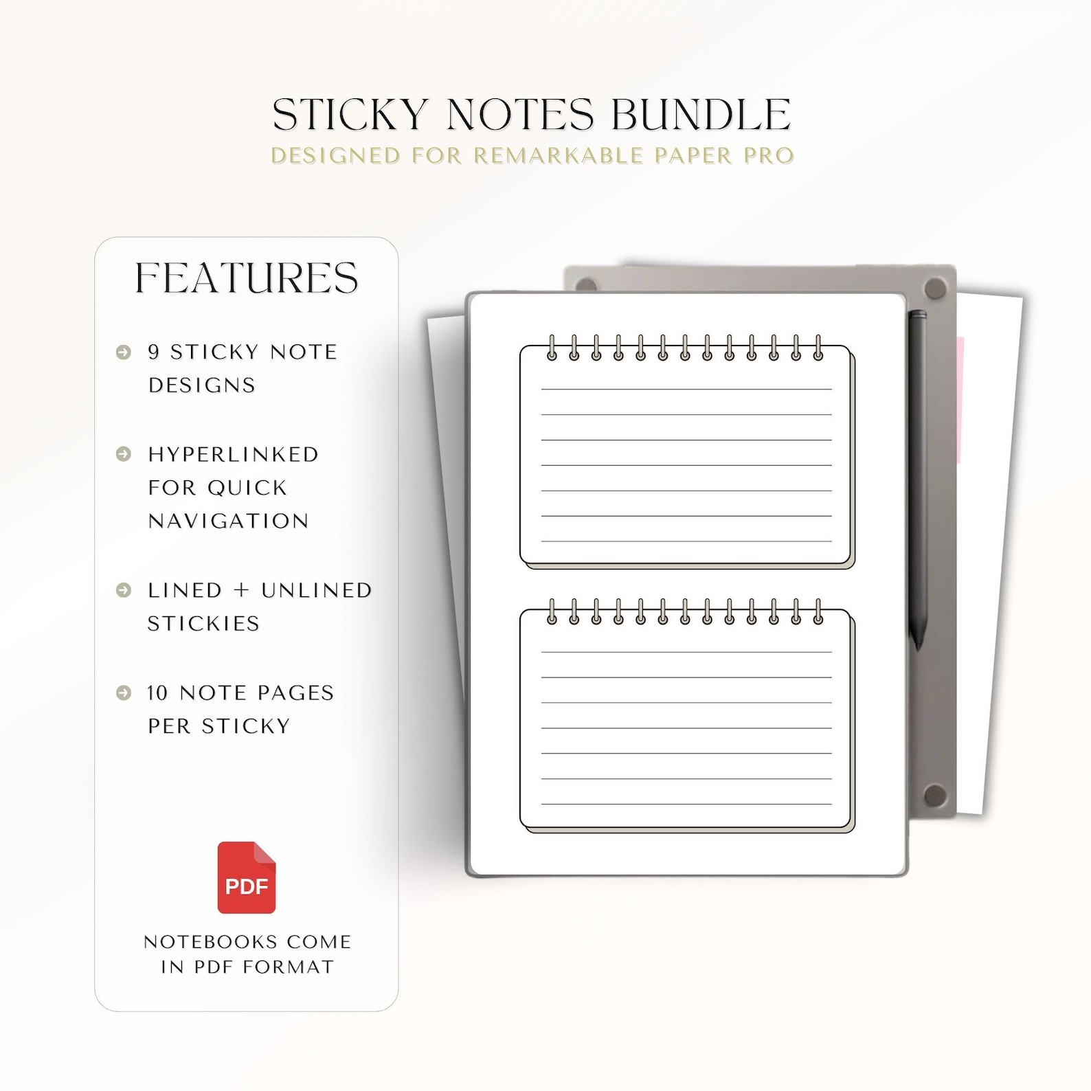 Sticky Notes Bundle for Remarkable Paper Pro | Minimalist Note-taking ...
