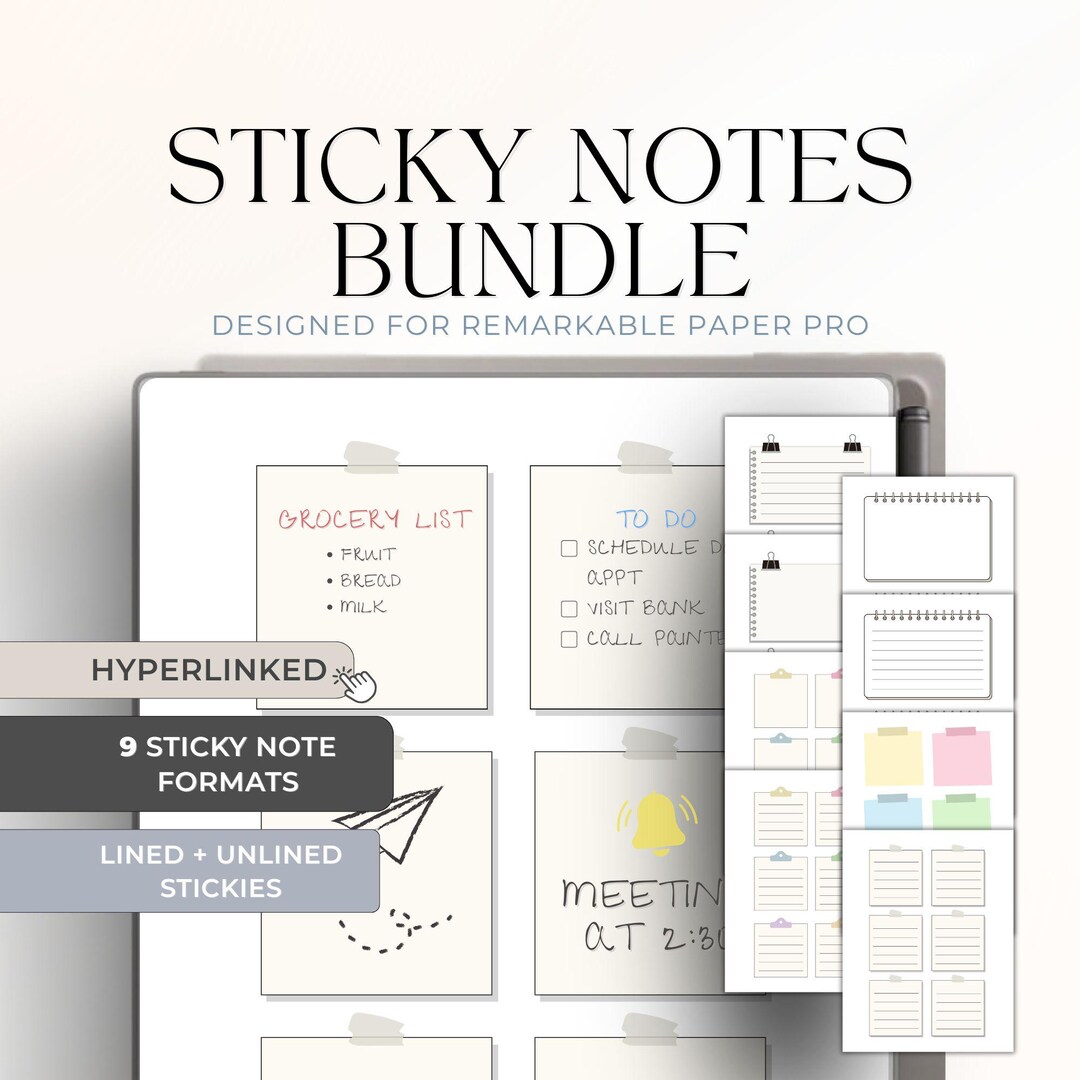Sticky Notes Bundle for Remarkable Paper Pro | Minimalist Note-taking ...