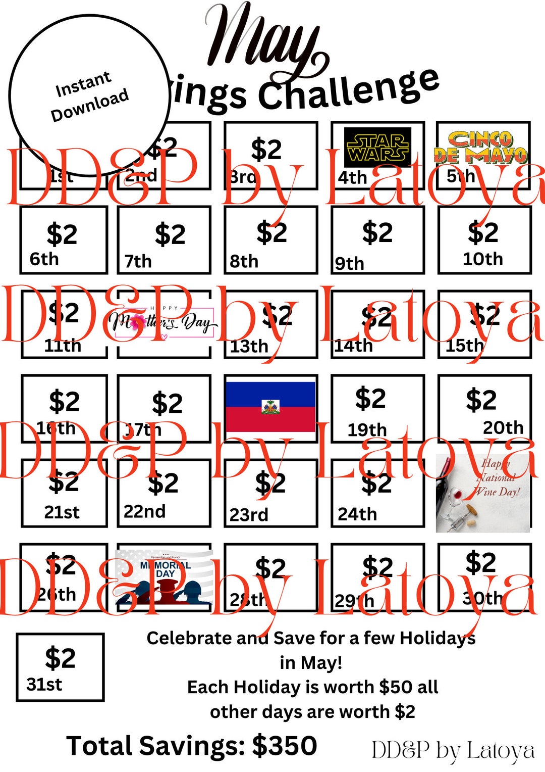 May Savings Challenge Instant Download Printable - Etsy