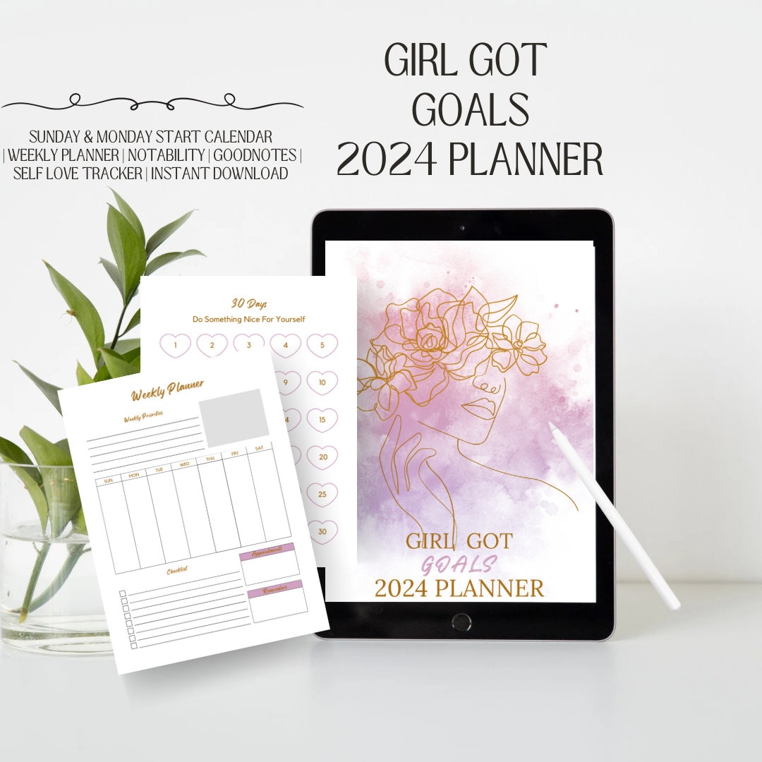Digital Planner 2024, GIRL GOT GOALS, iPad Planner, Goodnotes, Daily ...