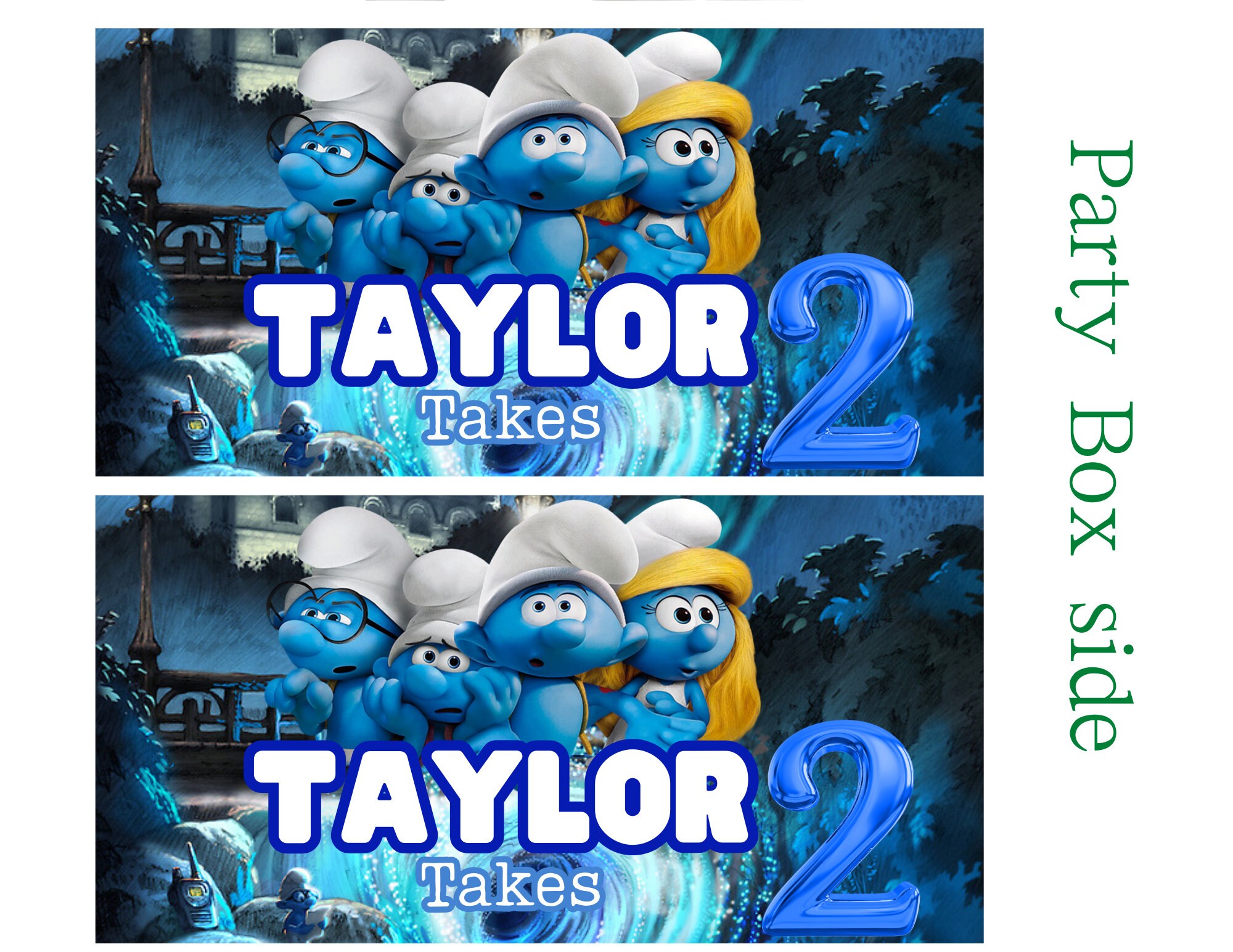 Smurf Digital Chip Bags Water Bottle Party Box Canva Editable - Etsy