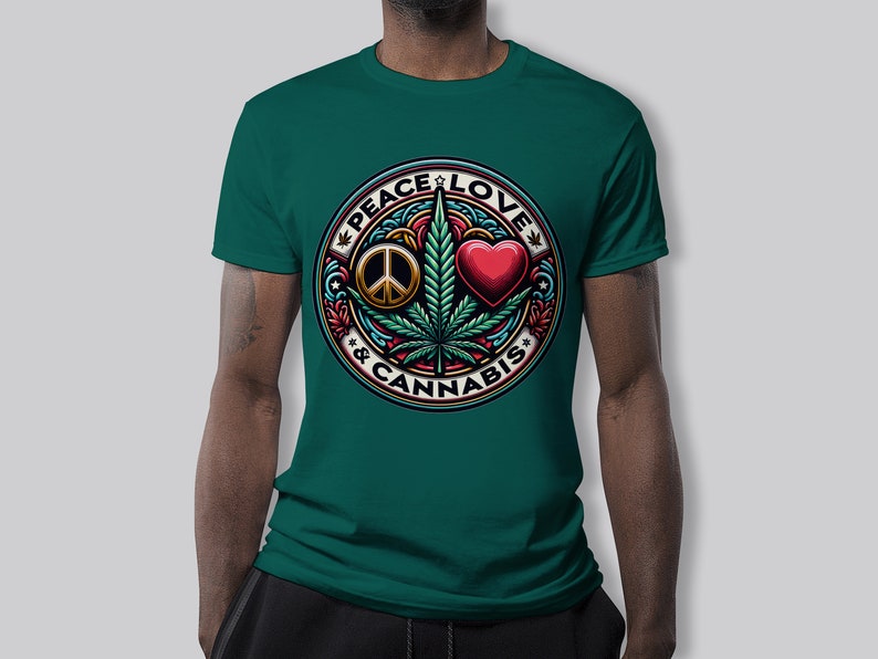 Peace, Love & Cannabis Cannabis Smoker Shirt, Dope Smokers Tshirt, Retro Shirt, Pot Tee ...