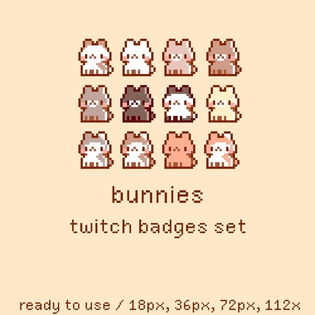 Bunnies Set Pixel Twitch Sub Bit Badges, Kawaii Twitch Stream Emotes ...