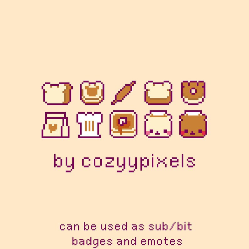 Bears & Bakery Cute Pixel Twitch Sub Bit Badges, Twitch Stream Emotes ...