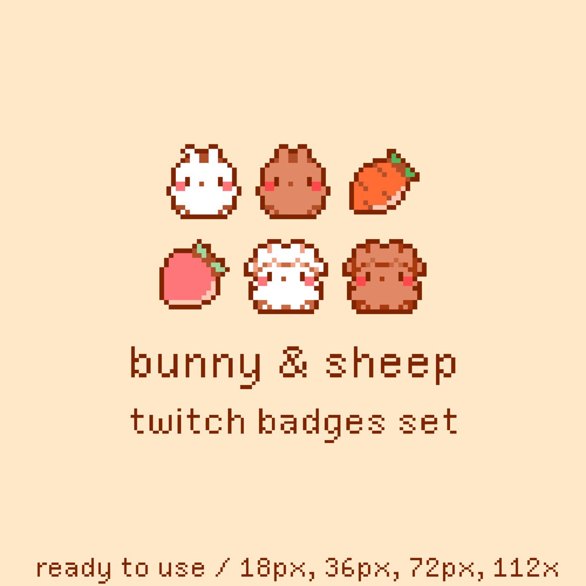 Bunny & Sheep Pixel Twitch Sub Bit Badges, Twitch Stream Emotes, Cute ...