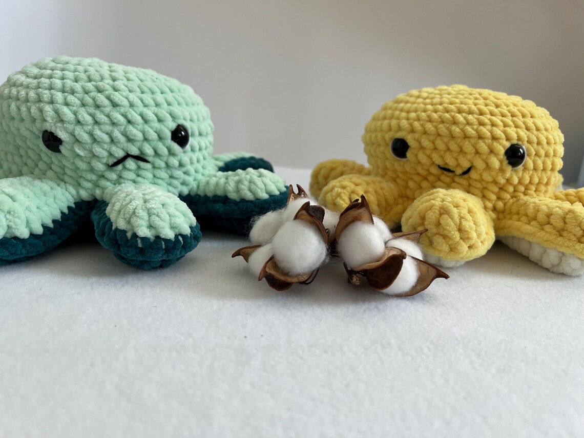 Reversible Octopus Plushie: Handmade Crochet Mood Toy - Etsy