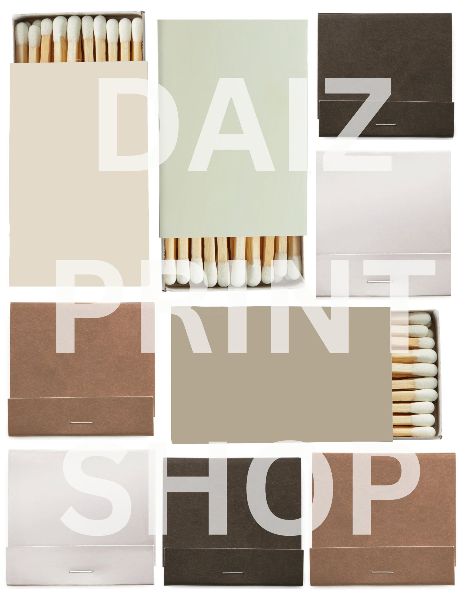 Blank Matchbook Print | 9 Neutral Color Matchbooks | Digital Print to ...
