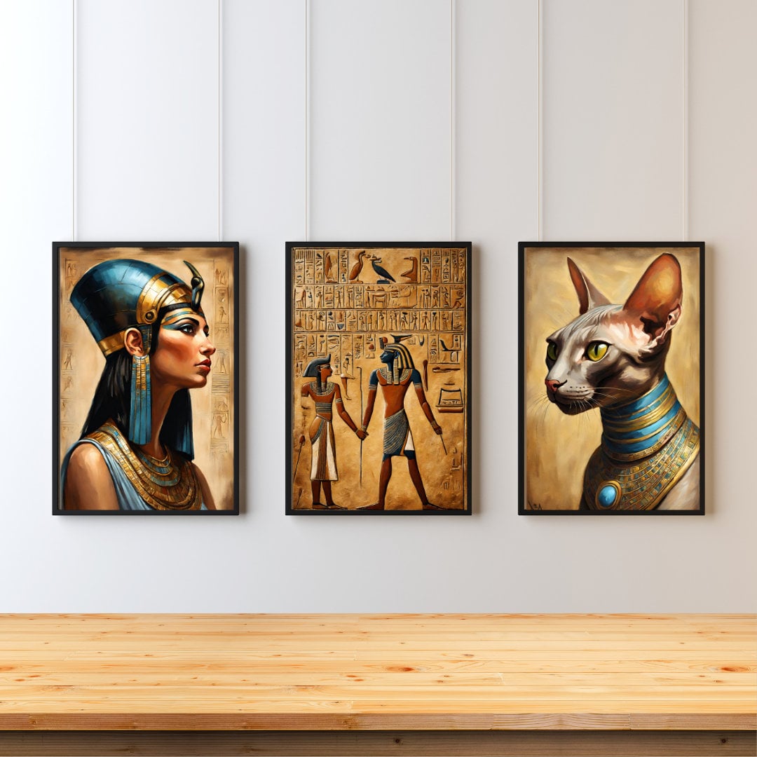 Ancient Egyptian Gallery Print Set of 3, Inspired Printable Wall Art ...