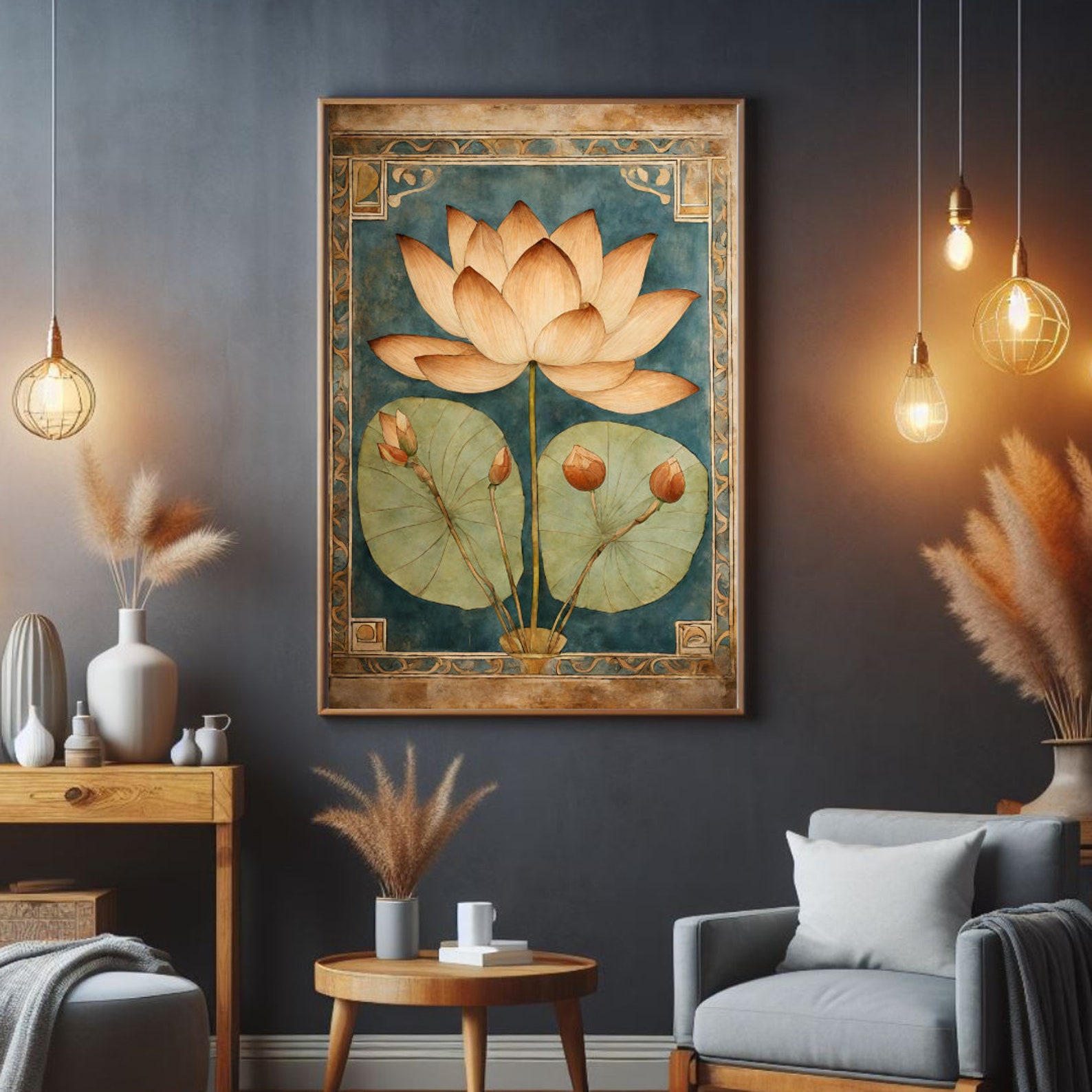 Egyptian Woman Smelling the Lotus Flower Print Set 2, Wall Art Poster ...