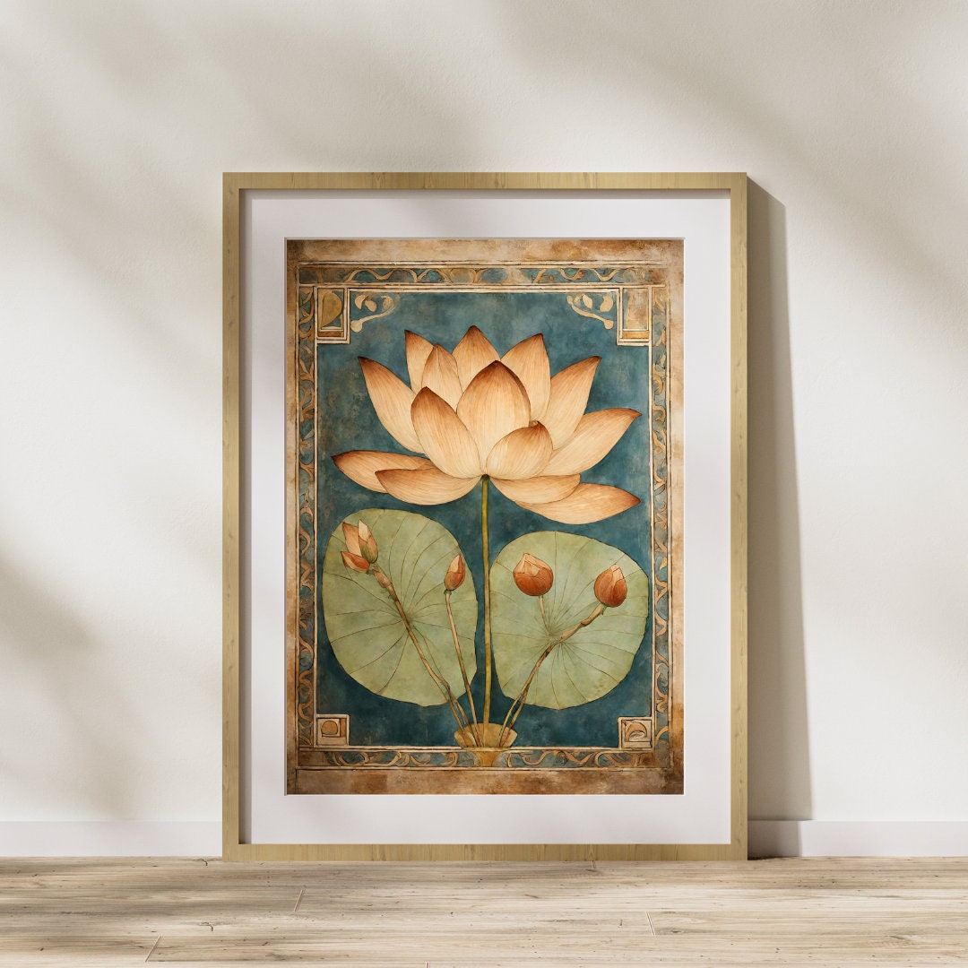 Egyptian Woman Smelling the Lotus Flower Print Set 2, Wall Art Poster ...