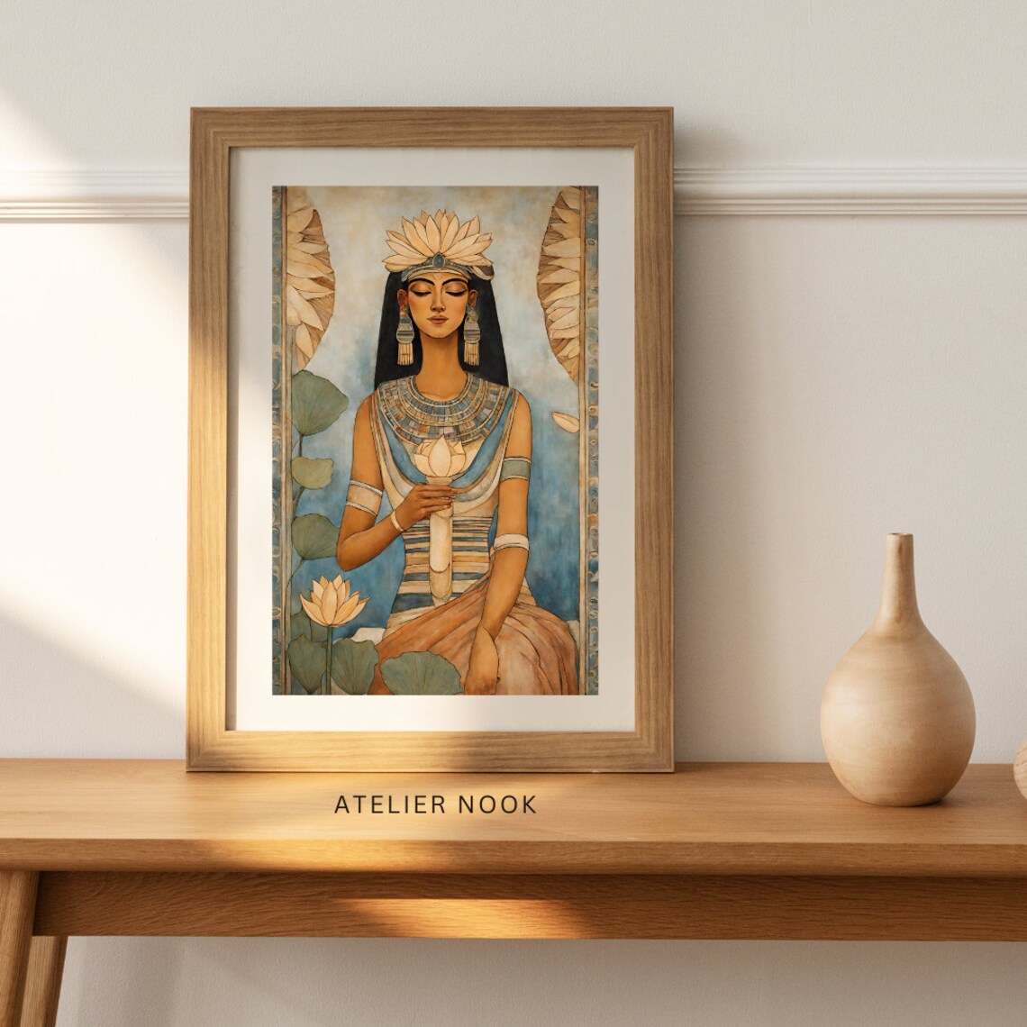 Egyptian Woman Smelling the Lotus Flower Print Set 2, Wall Art Poster ...