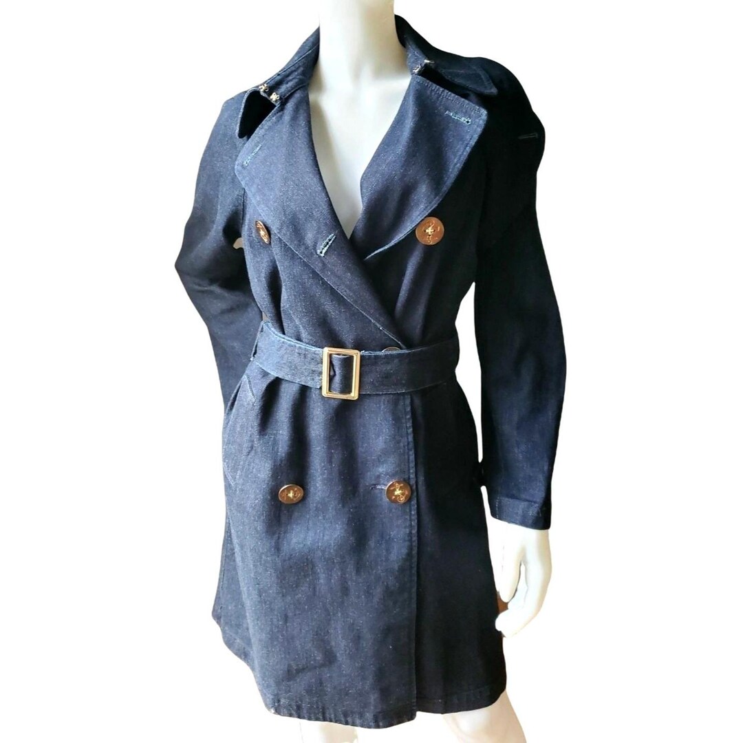 Lauren New York Jean Co Belted Denim Nautical Coat Vintage Jean Jacket ...