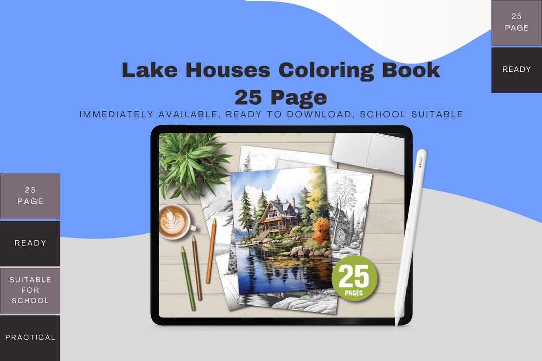 Lake Houses Coloring Book – 25 Pages of Beautiful Lake House Designs ...