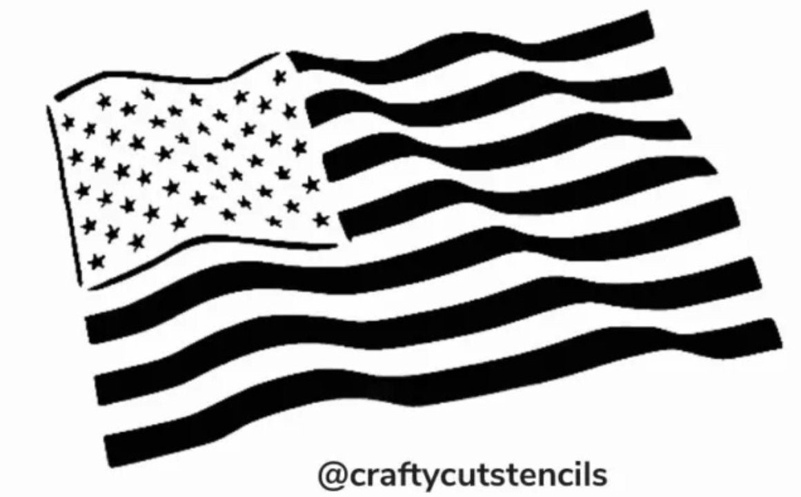 American Flag Waving Patriotic Stencil Durable & Reusable 7x4 Inch Free ...
